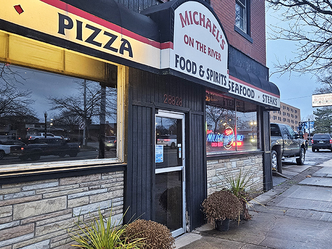 This unassuming storefront holds Michigan's best-kept culinary secret - prime rib perfection awaits inside.