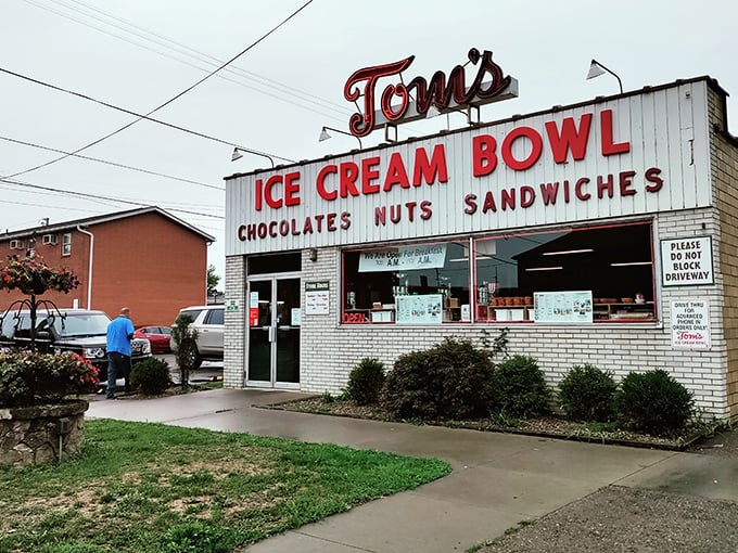 That classic red script lettering isn't just signage – it's a beacon calling ice cream lovers home.