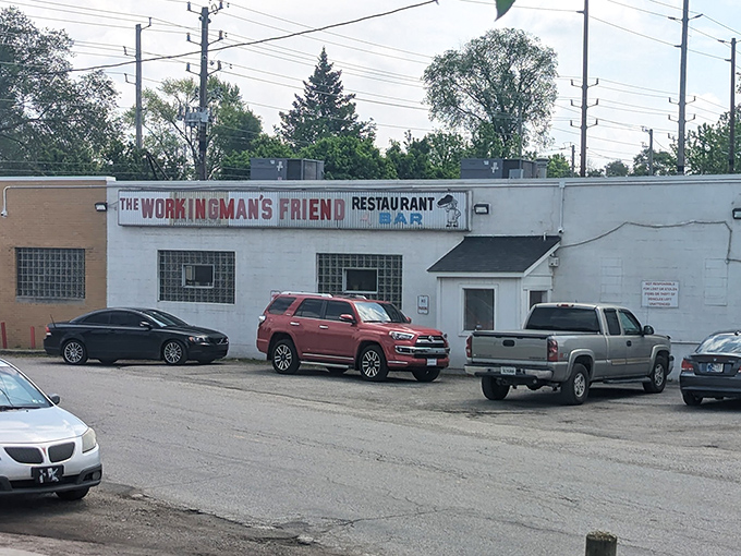The unassuming exterior of The Workingman's Friend hides culinary treasures within—like finding a Picasso at a yard sale. Delicious secrets await behind that humble façade. 