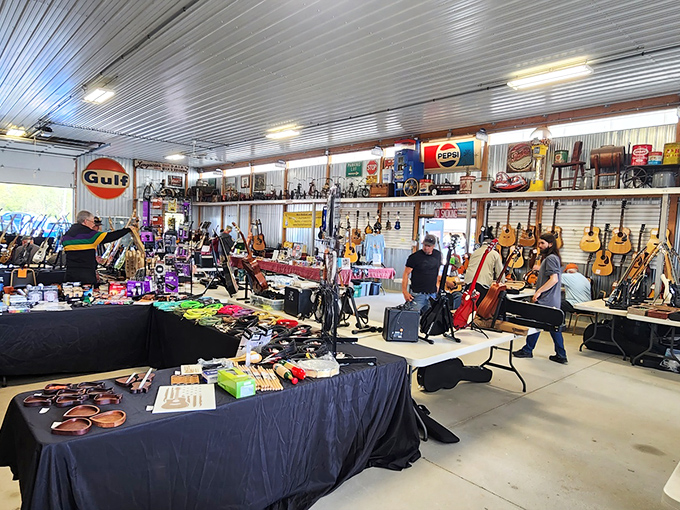 The musical instrument section at Jake's is a guitarist's dream – vintage axes and amplifiers waiting for their next rock star owner.