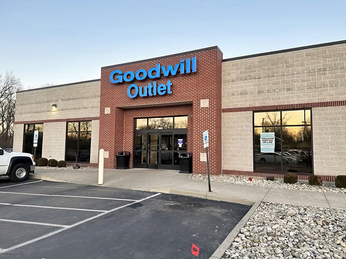 The unassuming exterior of Goodwill Outlet in Dayton hides a treasure hunter's paradise within. No fancy frills, just bargain thrills awaiting discovery.