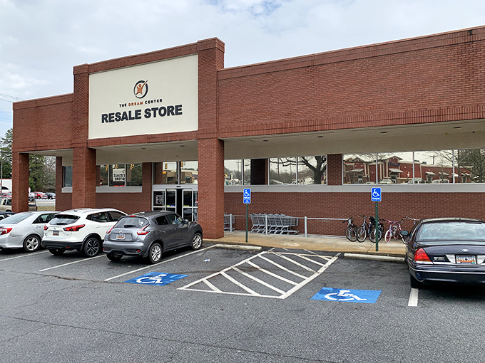 The brick facade of the Dream Center Resale Store stands like a monument to bargain hunters everywhere—retail therapy without the financial hangover.