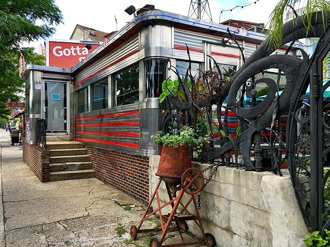 The gleaming stainless steel exterior of Silk City Diner beckons like a time machine disguised as a lunch counter. Pure nostalgic magic.