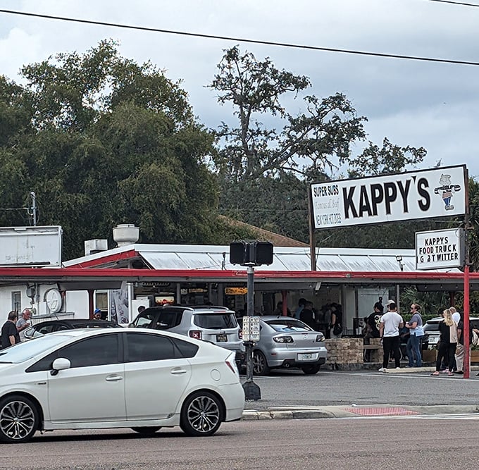 The unassuming exterior of Kappy's Subs stands as a beacon of hope for the hungry. No fancy frills, just the promise of satisfaction ahead.