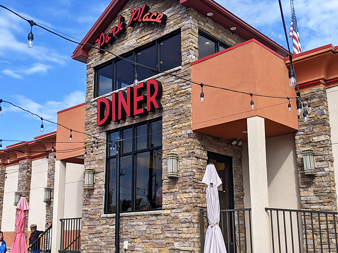 Stone and stucco charm meets classic diner dreams – Park Place beckons with timeless American comfort.