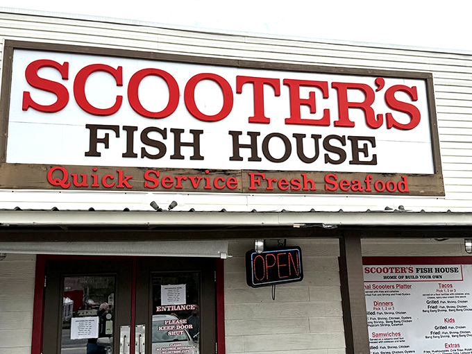 The sign says it all—quick service, fresh seafood, no pretense. Some of the greatest culinary treasures come in the most unassuming packages.