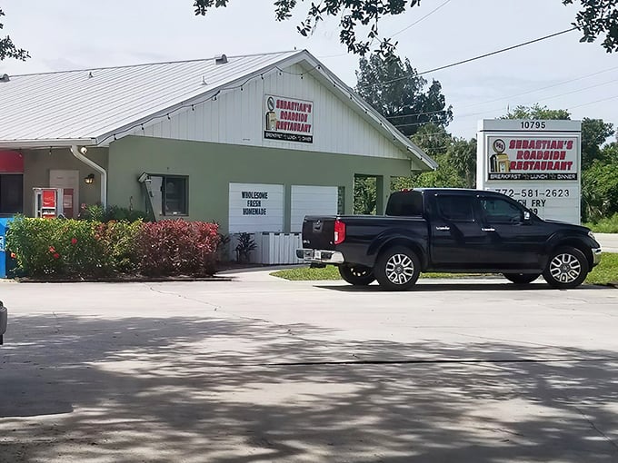 Unpretentious charm in white clapboard – Sebastian's Roadside Restaurant announces its Polish specialties and fried chicken right on the sign. No mystery, just good food promised.