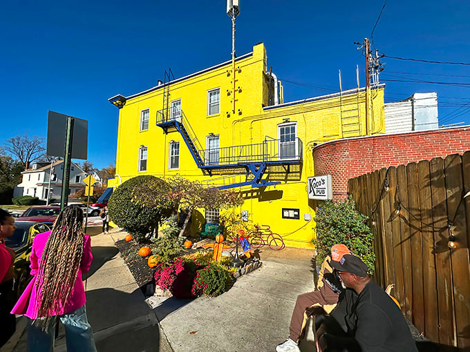 The sunshine-yellow exterior of Koco's Pub stands out like a beacon of culinary promise in Baltimore's Lauraville neighborhood. No fancy frills needed when what's inside is this good.