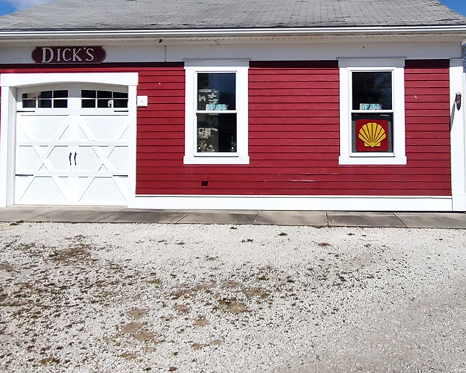 The classic red exterior with white trim isn't just a building—it's a time portal disguised as a barn. Americana at its finest!