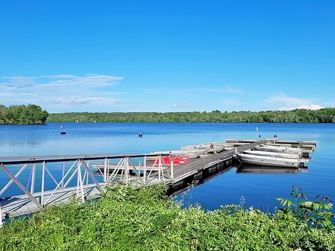 Lake perfection at its finest! The gentle ripples of Lake Nockamixon mirror the sky as a lone sailboat drifts across this 1,450-acre liquid playground.