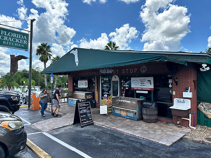 The brick facade of Florida Cracker Kitchen beckons like a siren song to breakfast lovers. Old Florida charm meets modern culinary magic.