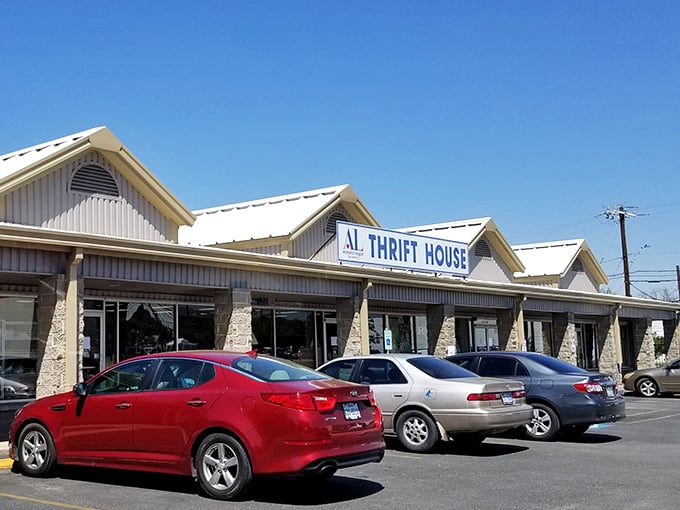 The unassuming exterior of AL Thrift House belies the wonderland of treasures waiting inside. Texas-sized bargains behind a modest façade.