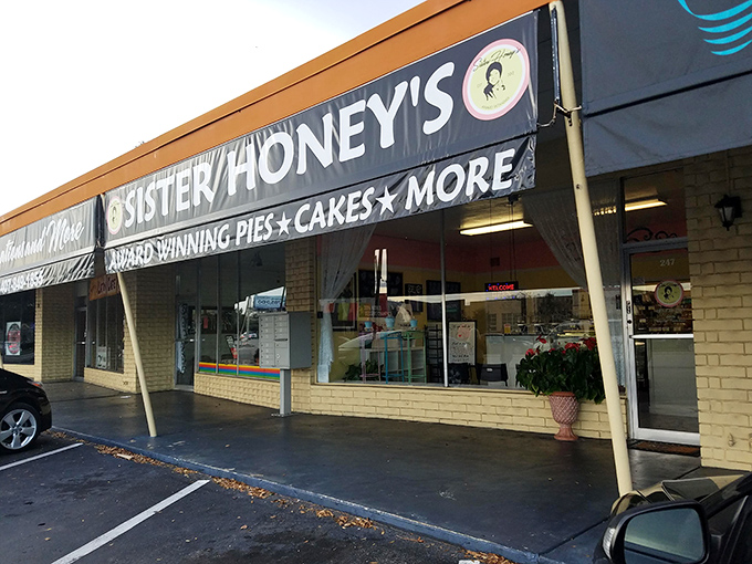 The unassuming storefront that houses Orlando's sweetest secret—proof that you should never judge a bakery by its awning.