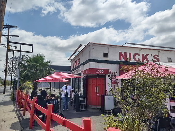 Nick's Cafe stands proudly at the edge of Chinatown, its white walls and red trim a beacon for breakfast pilgrims seeking salvation through ham and eggs.