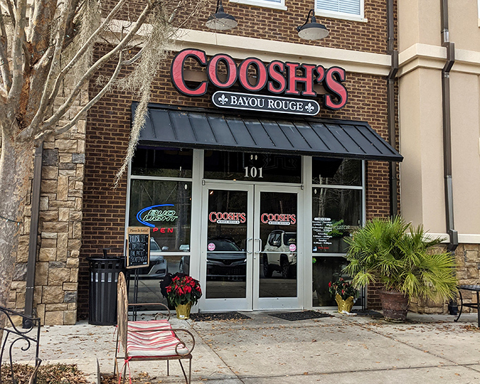 The bright red "COOSH'S" sign beckons like a culinary lighthouse. This unassuming storefront houses biscuit magic that locals line up for religiously.