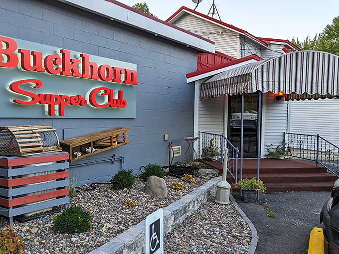 The iconic blue exterior with that classic red "Supper Club" sign isn't trying to be retro—it's the real deal, standing proudly since before retro was cool.