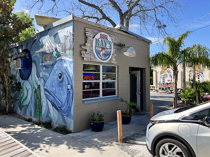 The little fish shack that could! Big Ray's unassuming exterior with its vibrant fish mural is Tampa's version of a culinary treasure map.