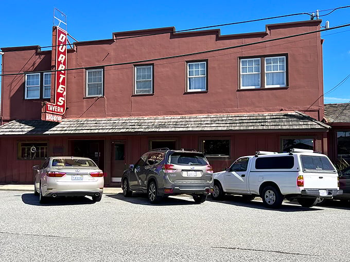 That vintage neon sign isn't just decoration – it's a beacon calling hungry travelers to chowder paradise.