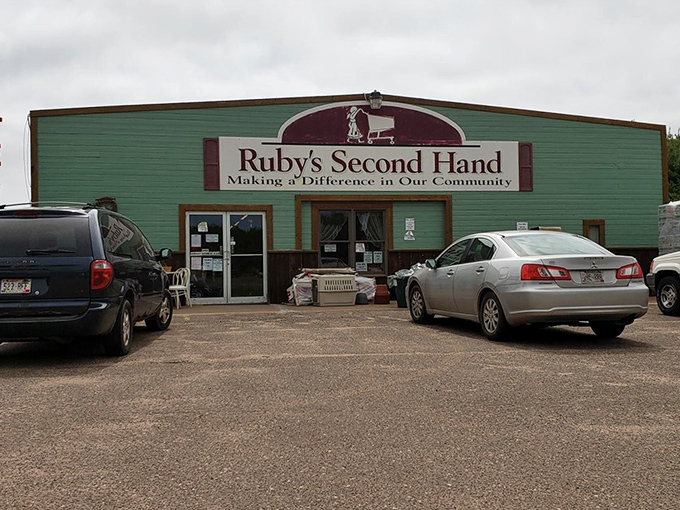 Ruby's Second Hand announces its mission right on the sign – making a difference in the community one treasure at a time.