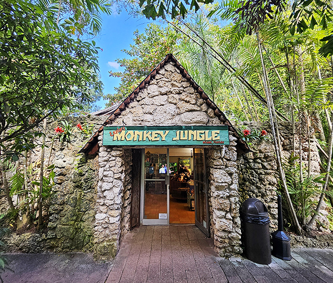 The stone entrance to Monkey Jungle looks like something Indiana Jones would discover right before the boulder chase scene begins. 