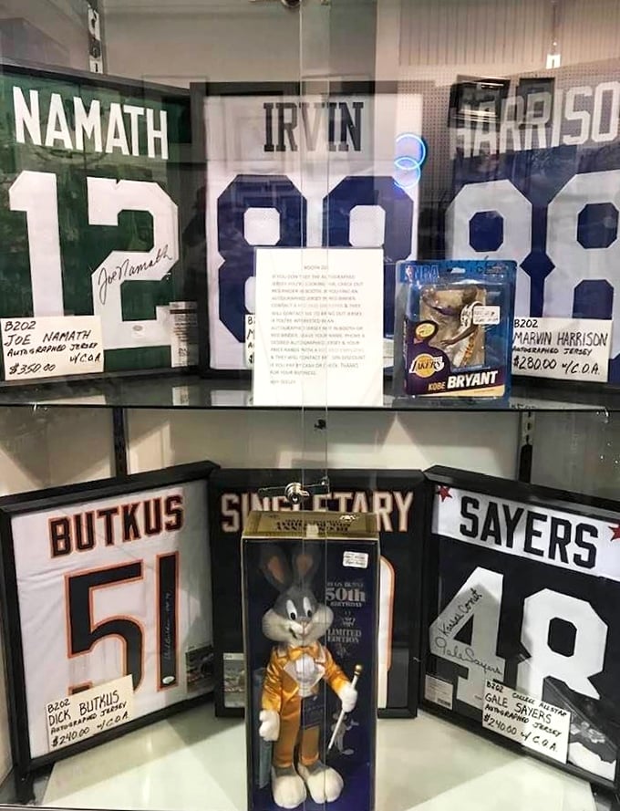 Sports memorabilia that makes fans weak in the knees. Namath, Butkus, and Sayers—the Mount Rushmore of autographed jerseys.