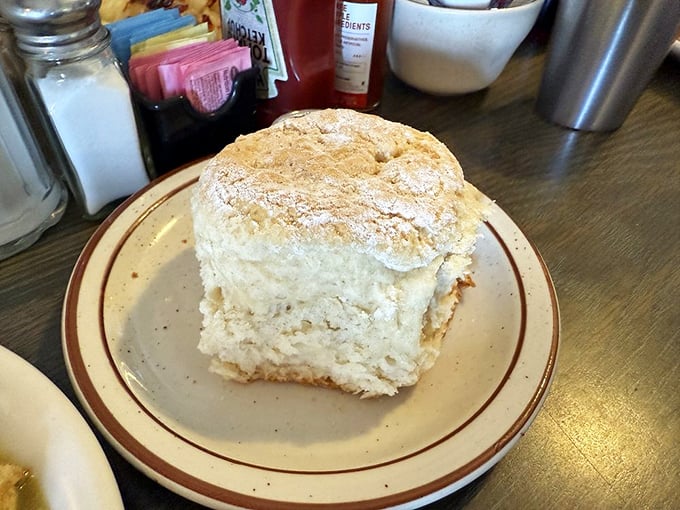 Fresh-baked biscuits that crumble perfectly, ready to soak up every drop of savory gravy goodness.