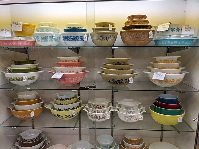 The holy grail for Pyrex collectors! These colorful nesting bowls have mixed more cookie dough and held more leftovers than modern kitchens could imagine.