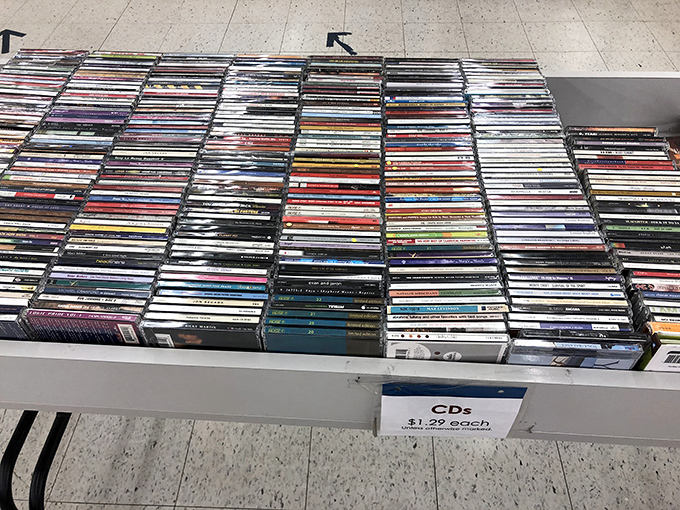 A music lover's dream library where forgotten albums wait for their encore. Remember when we actually had to change discs to hear different songs?