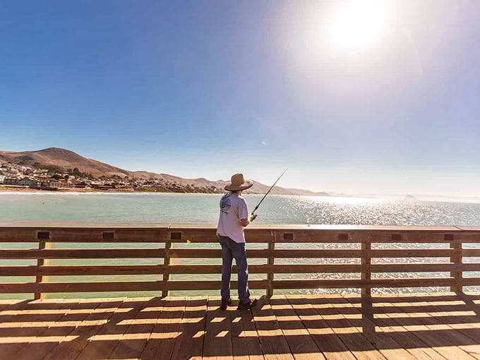 The historic Cayucos Pier – where fishing, sunset-watching, and philosophical contemplation have been the main activities since 1872.