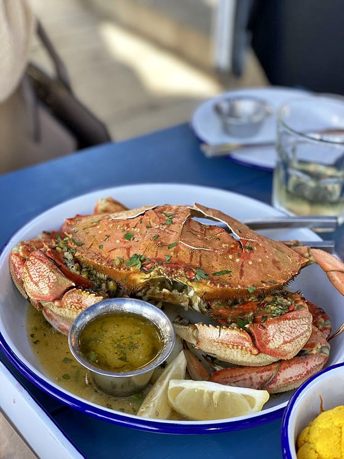 Dungeness crab in all its glory—a California treasure that requires work to eat and makes you earn every sweet, delectable morsel.