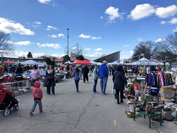 The market in full swing—a symphony of haggling, browsing, and the occasional "honey, come look at this!" echoing across the asphalt.