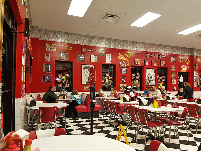 Where strangers become neighbors over plates of comfort food. The red walls aren't just decor—they're the beating heart of Social Circle's community.
