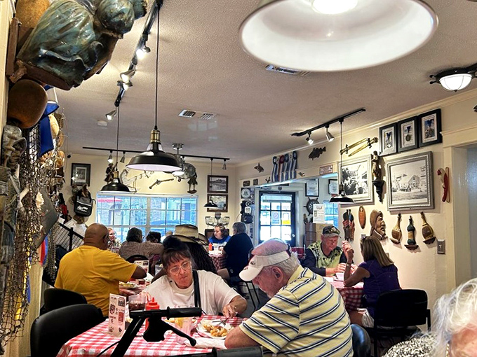 The packed dining room speaks volumes—these folks didn't drive to Mount Dora for the scenery, they came for seafood salvation.