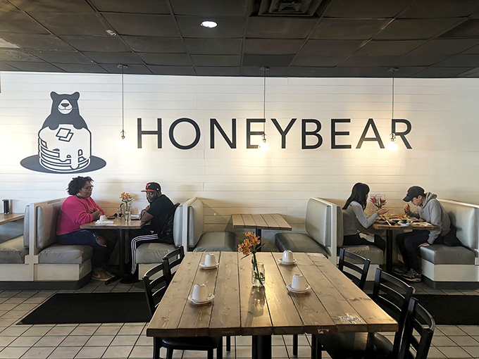 Cozy booths create intimate breakfast sanctuaries where important decisions are made—like whether to order more coffee or finally try that tempting French toast.