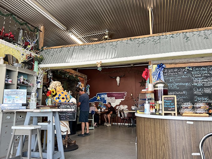 The counter service area—where magic happens, orders are called, and the rhythm of small-town life plays out one coffee refill at a time.