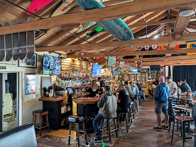 The bar at high tide – where locals and tourists alike wash ashore for cold drinks and hot gossip about the day's best waves.
