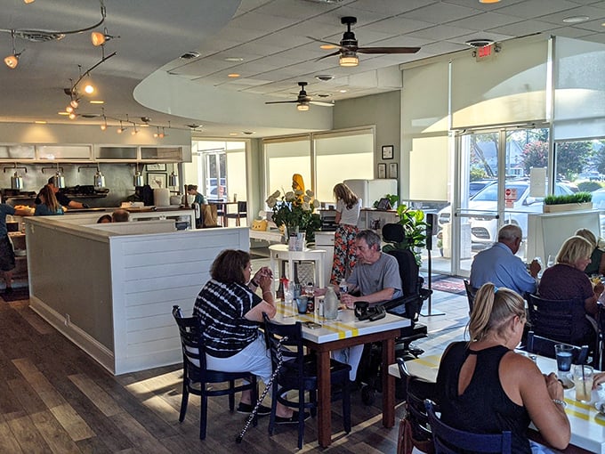 Where seafood stories are shared and memories made—notice how nobody's looking at their phones when there's ocean bounty on the table.