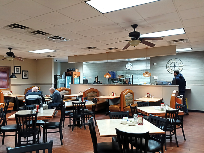 The universal language of diner dining: a full house of people who understand that good food brings communities together better than any social media platform.