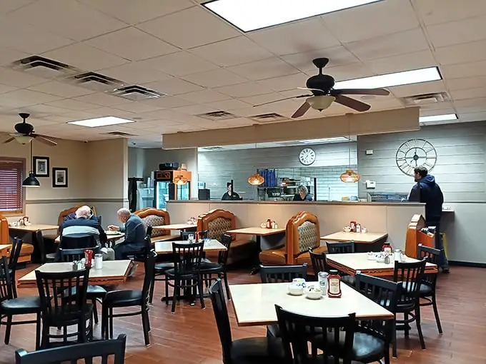 The universal language of diner dining: a full house of people who understand that good food brings communities together better than any social media platform.