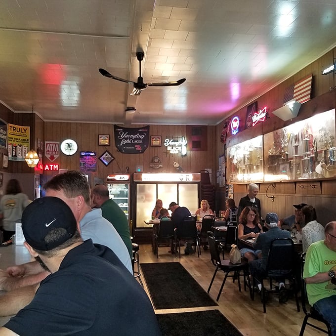 Where strangers become friends over shared appreciation of thick-cut meat and small-town charm.