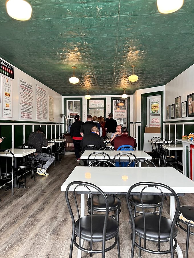 The narrow dining room buzzes with anticipation as regulars and first-timers alike wait for their names to be called – sandwich salvation is near.
