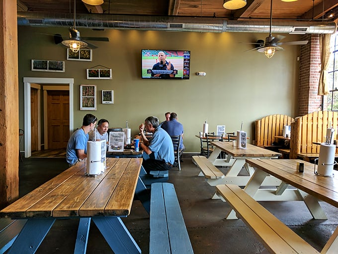 The universal language of barbecue brings people together—notice nobody's talking because their mouths are properly occupied with more important business.