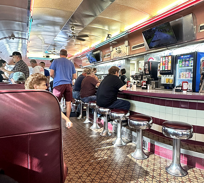 The counter crowd knows something special – this is where the real diner magic happens daily.