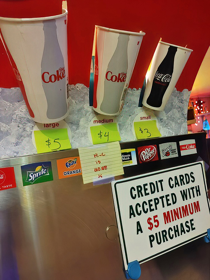 Soda sizes that would make New York City health officials faint—because movie magic requires proper hydration and a sugar rush. 