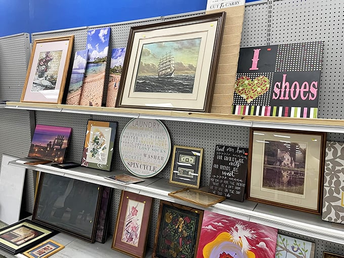 Wall art for every taste – from majestic sailing ships to inspirational quotes that somehow look better here than they do on your aunt's Facebook page.