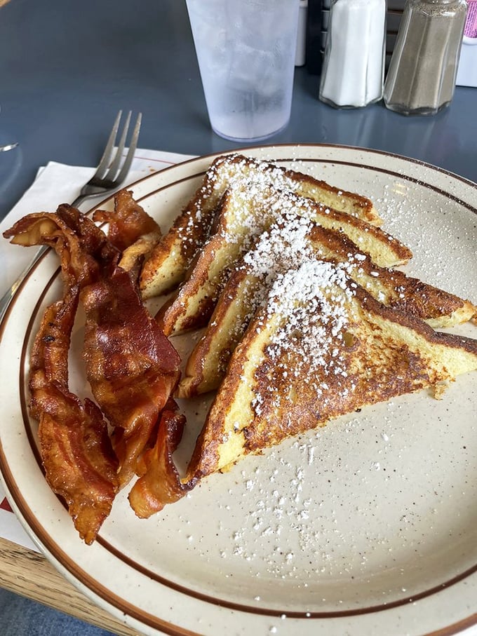 French toast that's dressed for success with a powdered sugar "snow" that transforms ordinary bread into morning magnificence.