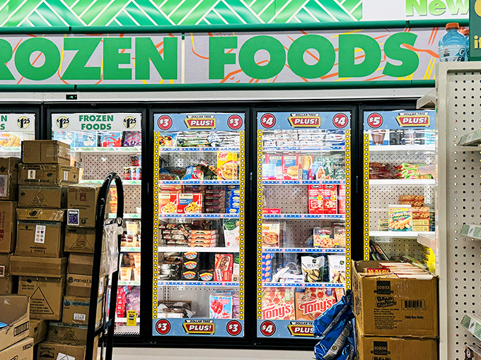 The frozen food section: where budget-conscious meal planning meets "I don't feel like cooking tonight" reality.