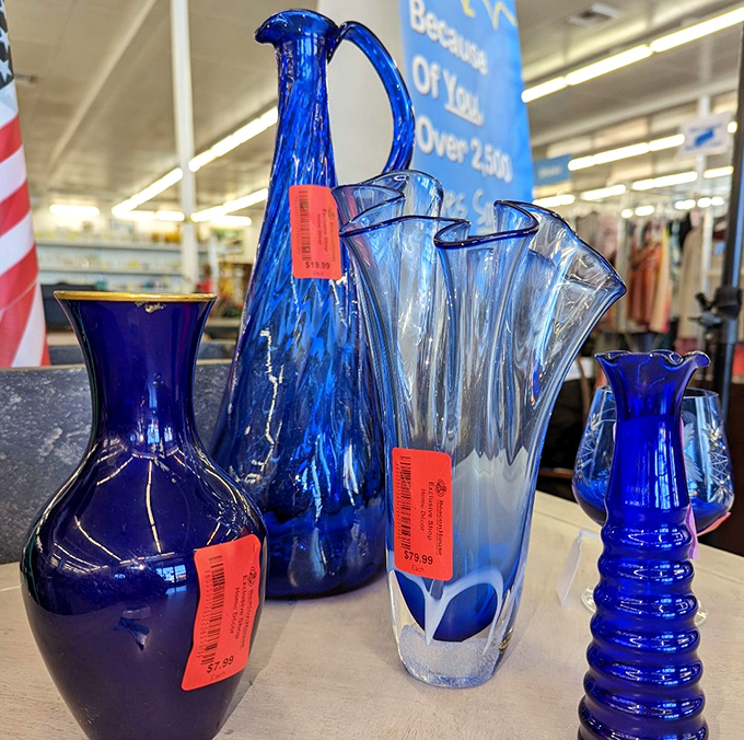 Blue glass that catches light like California ocean waves—home décor that doesn't break the bank but breaks the mold.