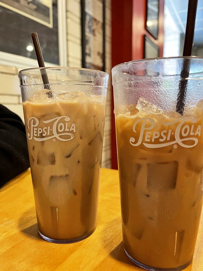 Coffee so good it deserves its vintage Pepsi glassware—cold, creamy, and powerful enough to jumpstart your Cleveland adventures.