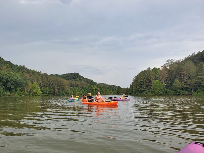 Kayaking on Dow Lake: where office emails become irrelevant and the only notification that matters is a blue heron taking flight nearby.